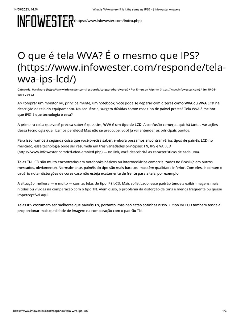 WVA vs. IPS Screens Explained | PDF