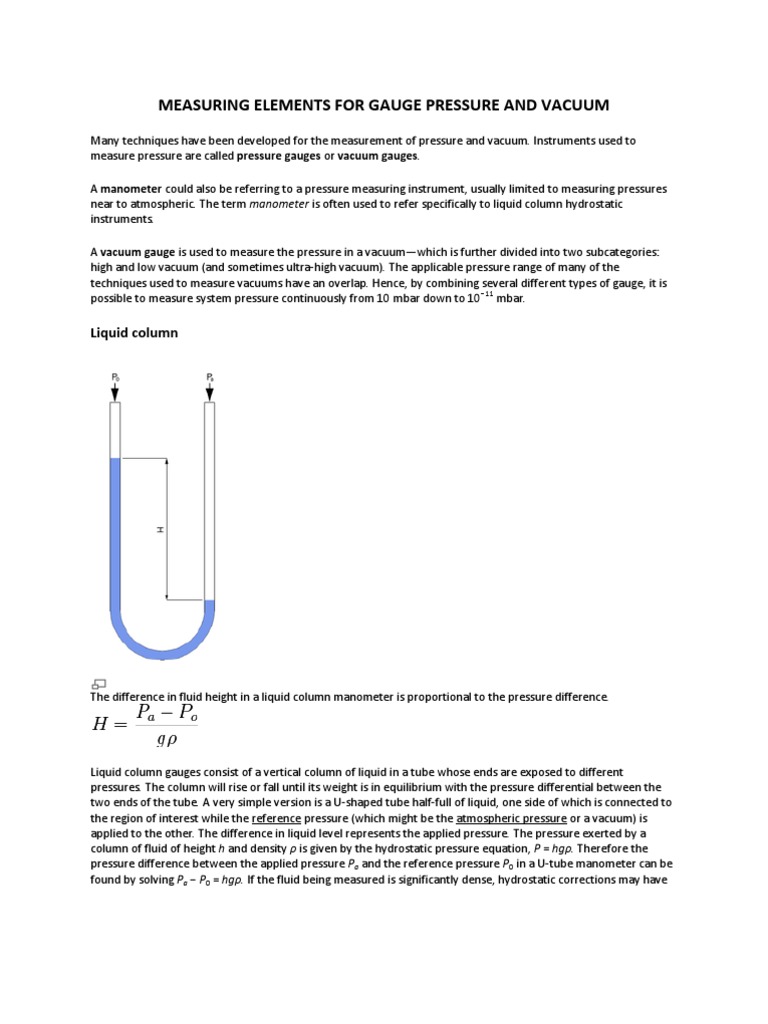 (r010208014) Measuring Elements For Gauge Pressure and Vacuum | PDF ...