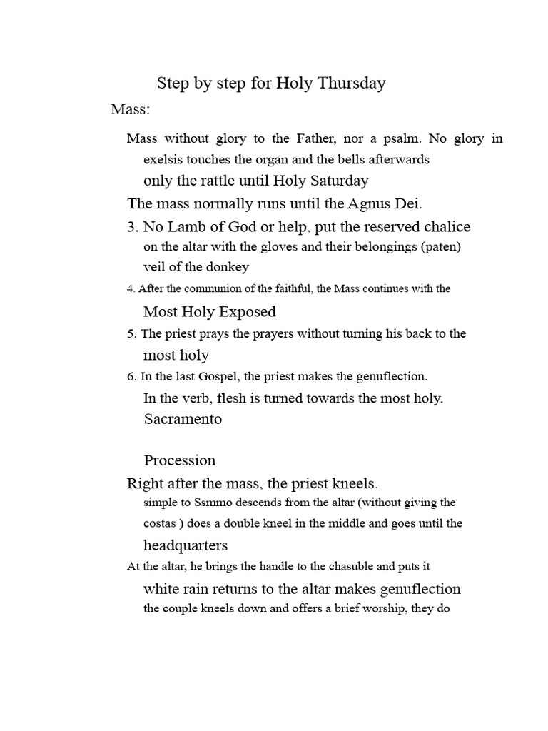 Holy Thursday Mass Procedure Guide | PDF | Mass (Liturgy) | Altar