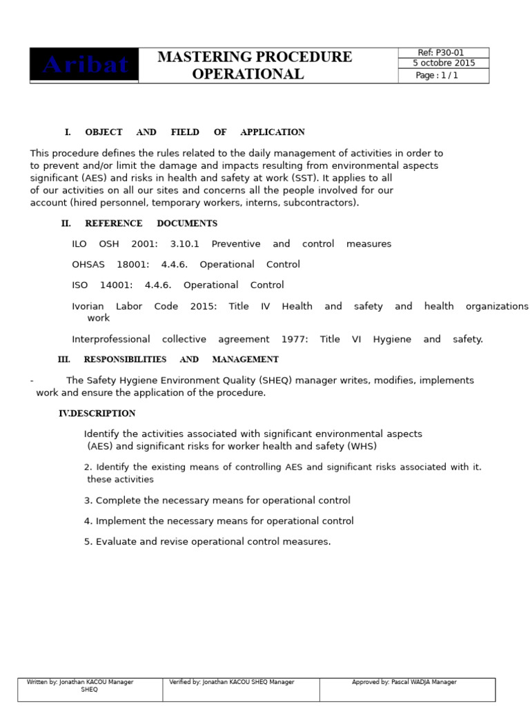 Operational Mastery Procedure | PDF