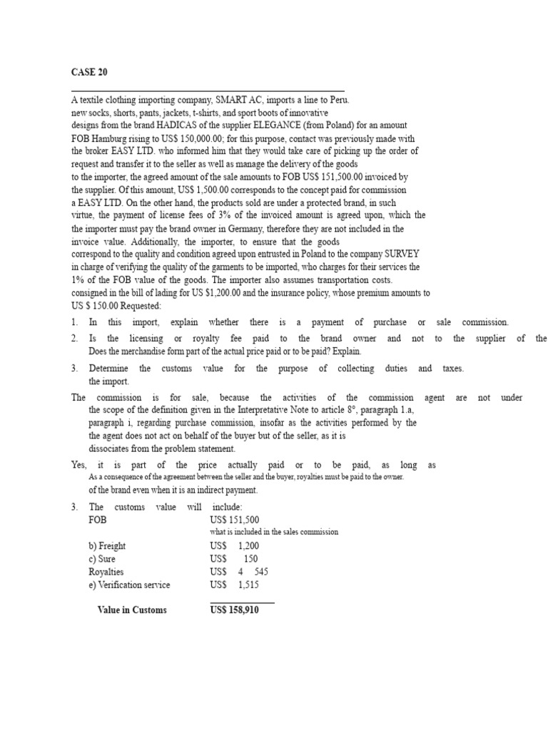 Import Valuation Cases for Customs Duties | PDF | Royalty Payment | Invoice