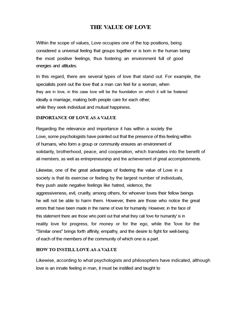 The Value of Love | PDF | Love | Empathy