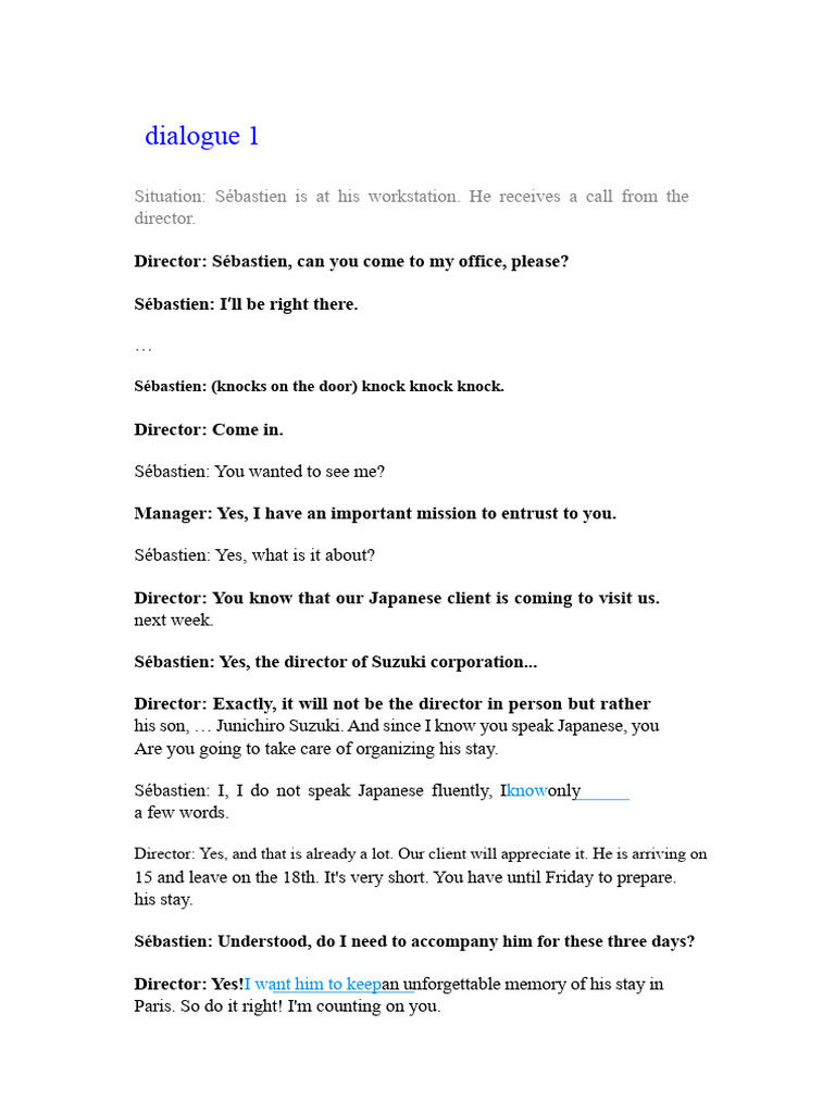 French dialogue | PDF