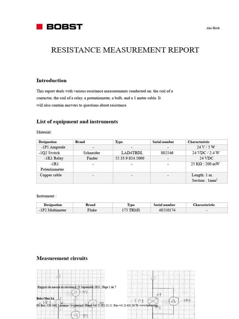 Resistance Measurement Report | PDF | Resistor | Voltage