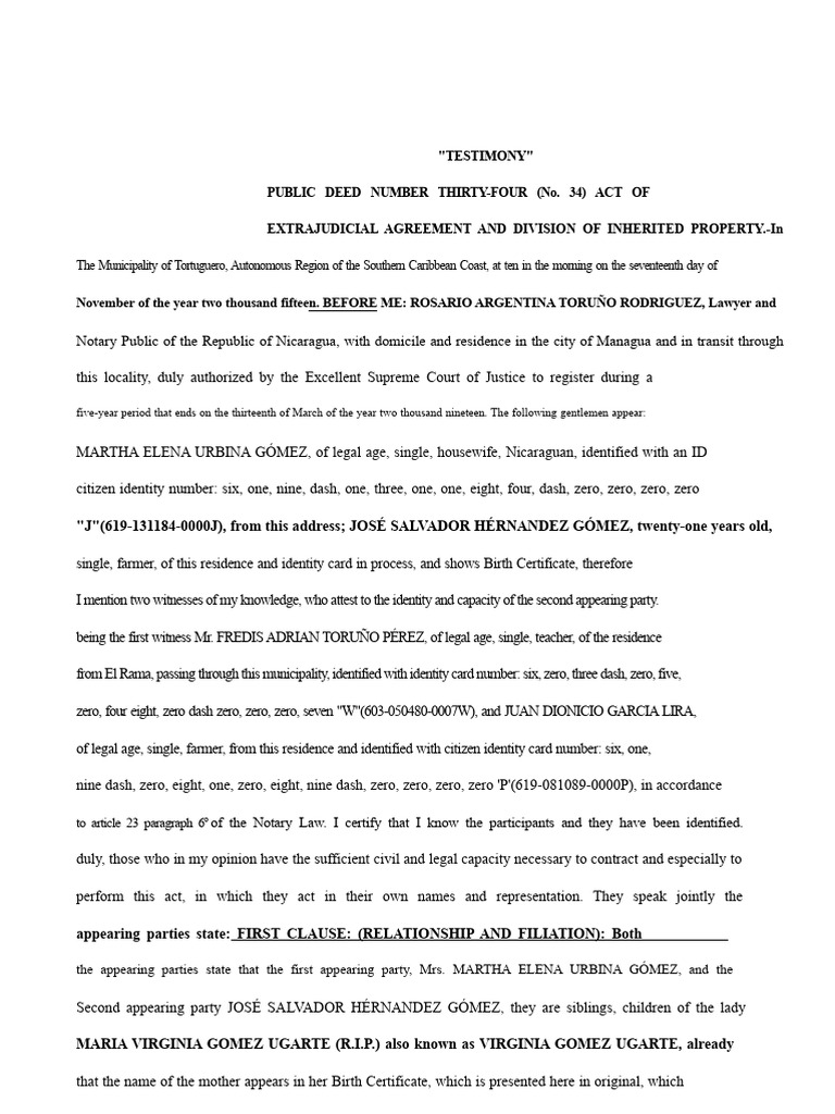 Inherited Property Division Agreement | PDF | Deed | Civil Law (Common Law)
