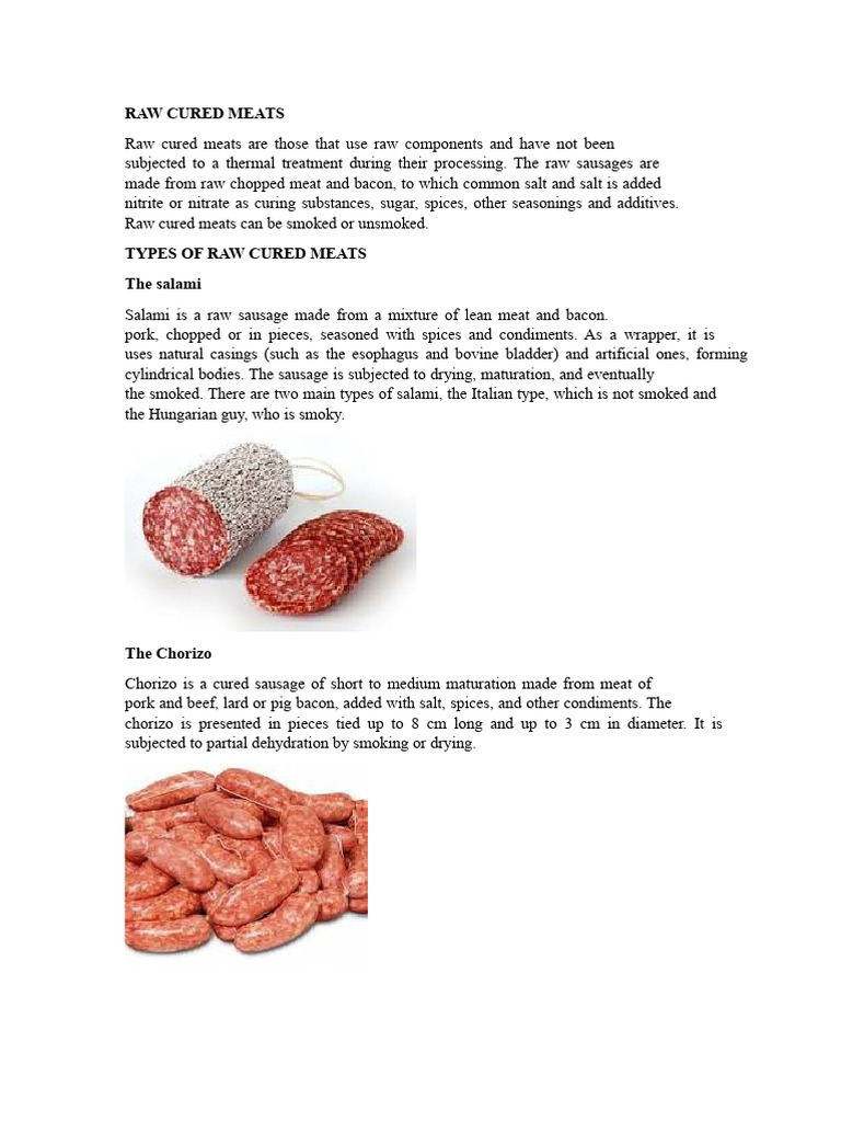 Types and Defects of Raw Cured Meats | PDF | Sausage | Curing (Food ...