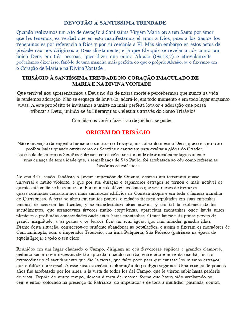 Triságio: Devoção à Santíssima Trindade | PDF | Espírito Santo ...