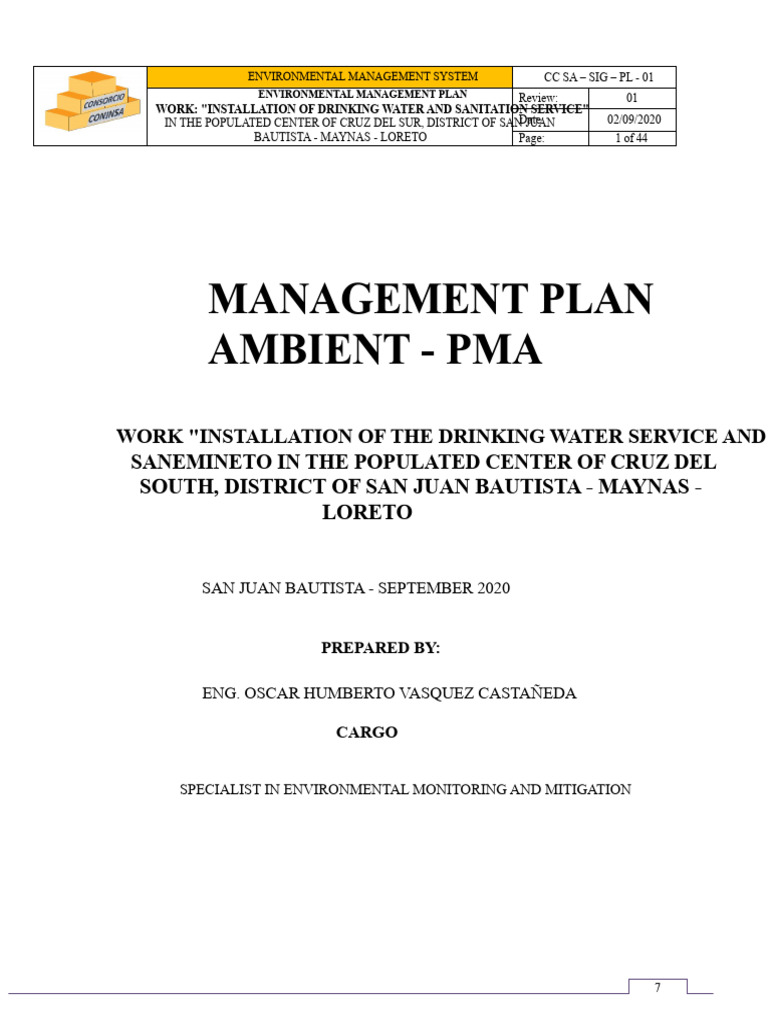Environmental Management Plan Cross of The South | PDF | Waste | Water
