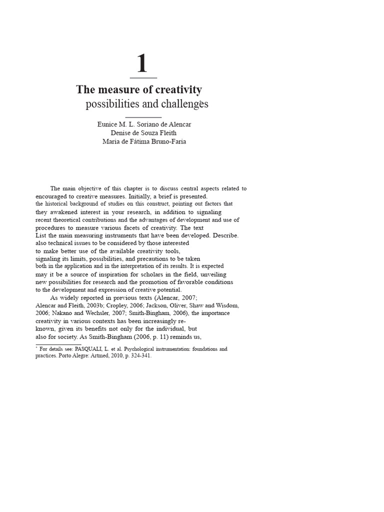 Measuring Creativity: Tools and Insights | PDF | Creativity | Validity ...