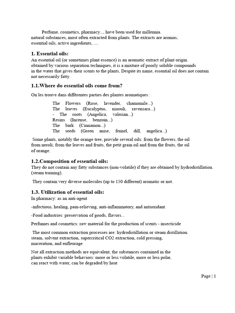 Extraction of Essential Oils From A Natural Substance | PDF | Solvent ...