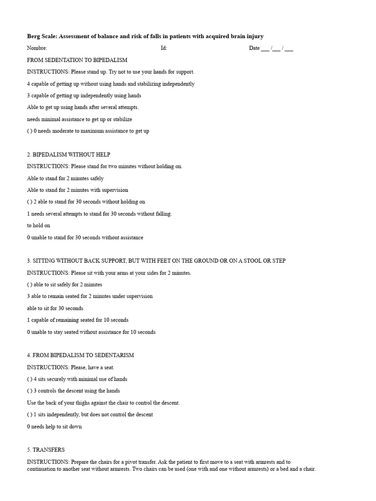 Berg Scale | PDF | Bipedalism | Foot
