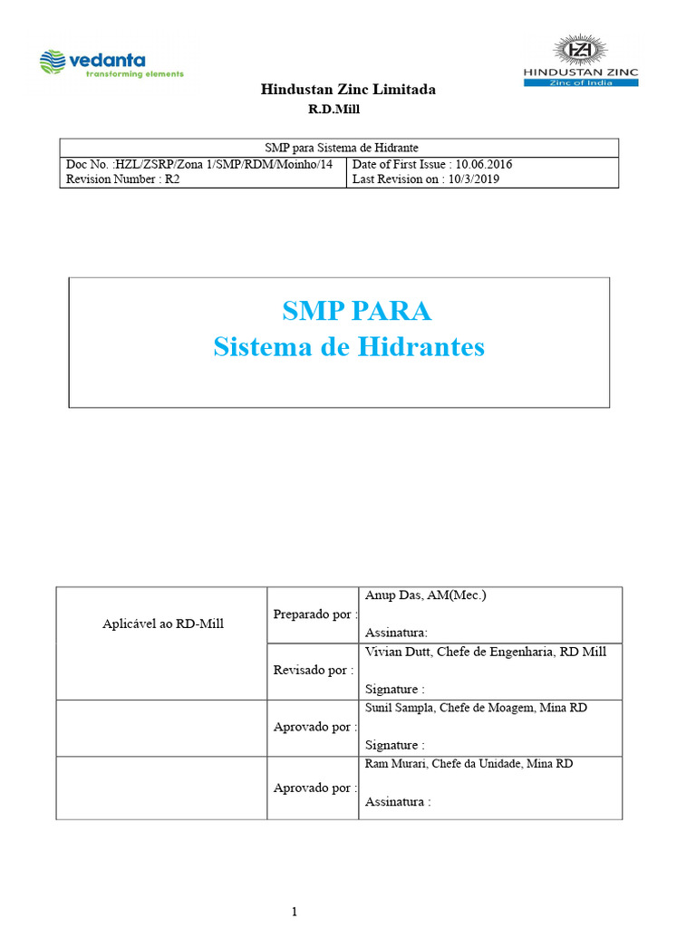 14. SMP para Sistema de Hidrante de Incêndio | PDF | Bomba | Válvula