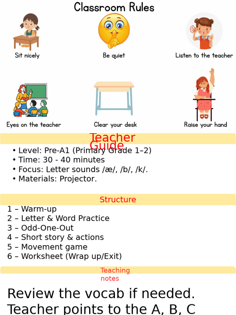 Phonics Lesson 3 Letters A B C Free Esl PPTX Warm Up Vocabulary Story ...