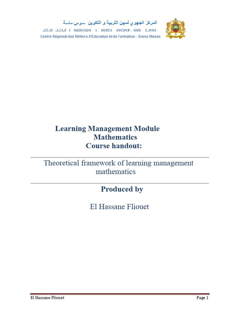 Theoretical Framework of Mathematical Learning Management | PDF ...