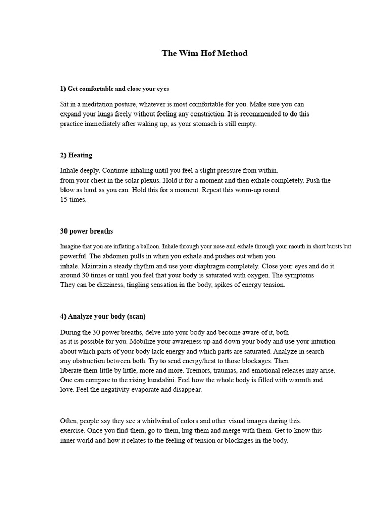 The Wim Hof Method PDF | PDF | Breathing | Physiology