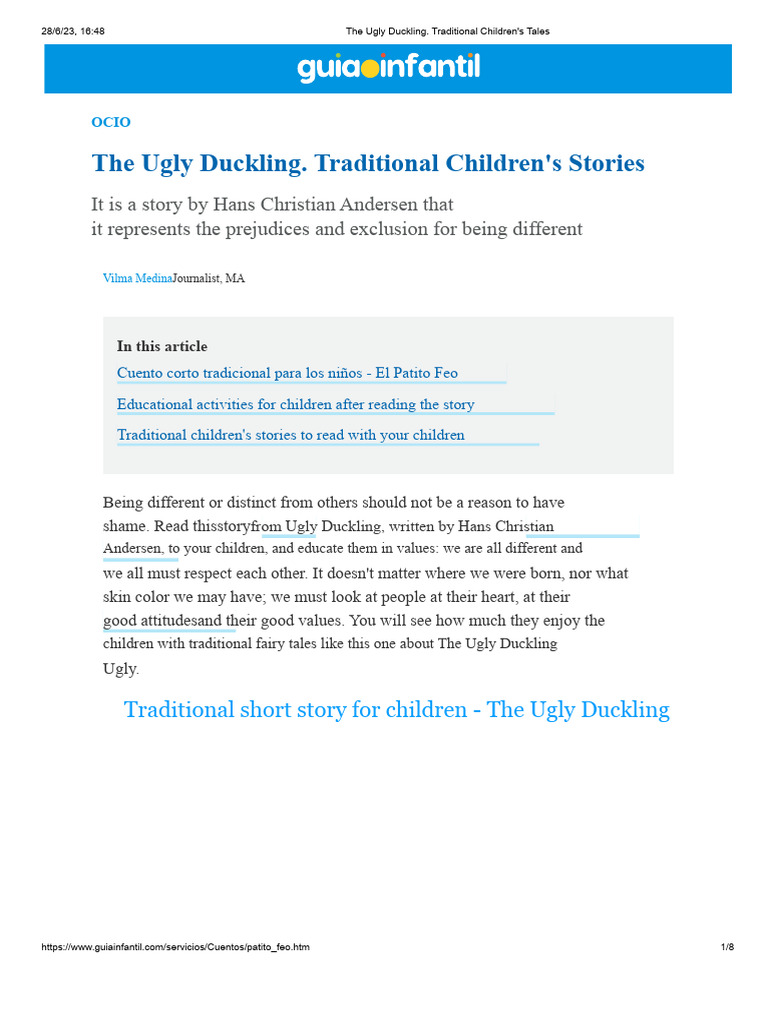 The ugly duckling. Traditional children's tales | PDF | The Ugly ...