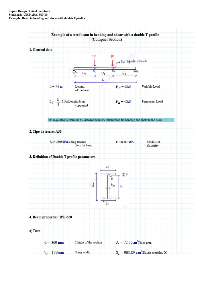 Steel Beam Design: Bending & Shear Analysis | PDF | Bending | Beam ...