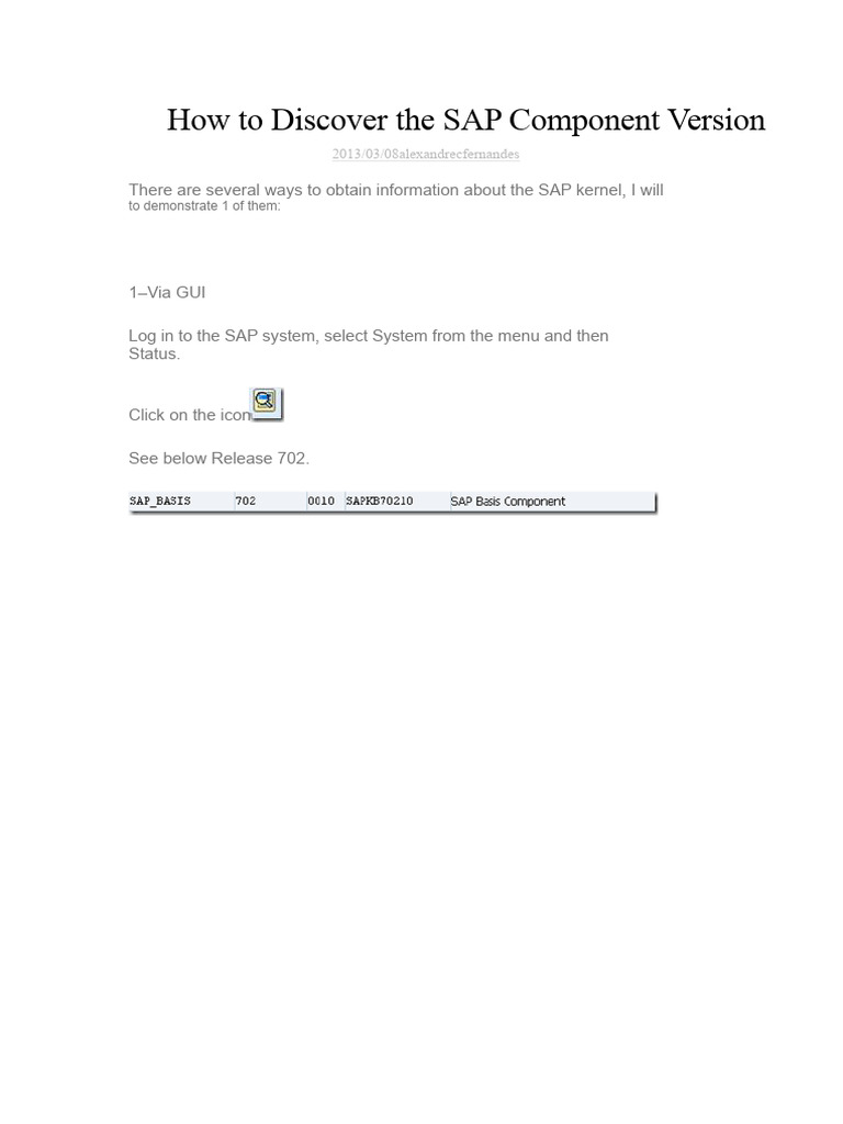 How to Discover the Version of the SAP Component | PDF