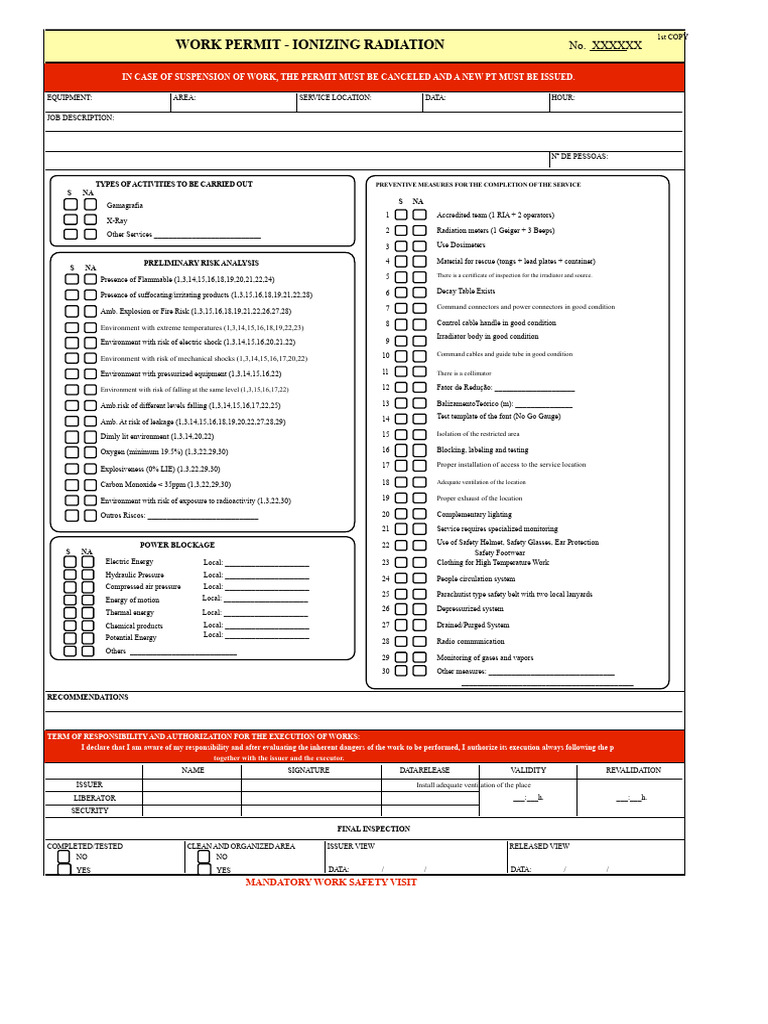 Work Permit Model | PDF | Radiation