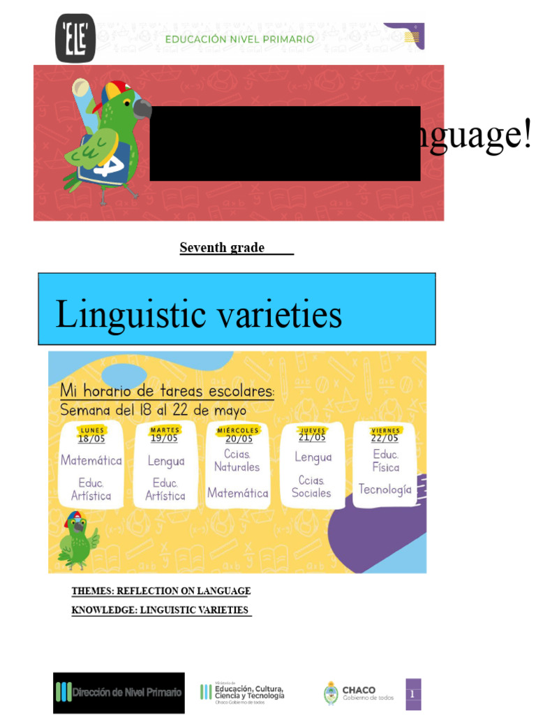 7th Grade Activities - Linguistic Varieties(0) | PDF | Linguistics ...