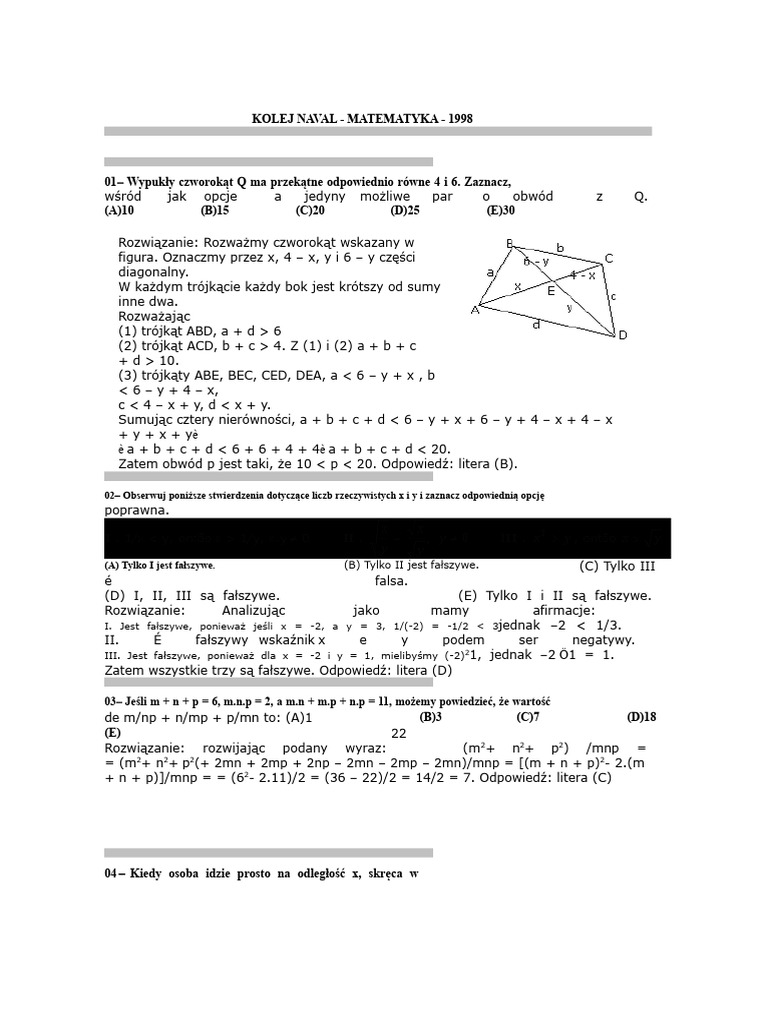 DOWÓD MATEMATYCZNY CN 1998 - Rozwiązanie Cesário José Ferreira | PDF