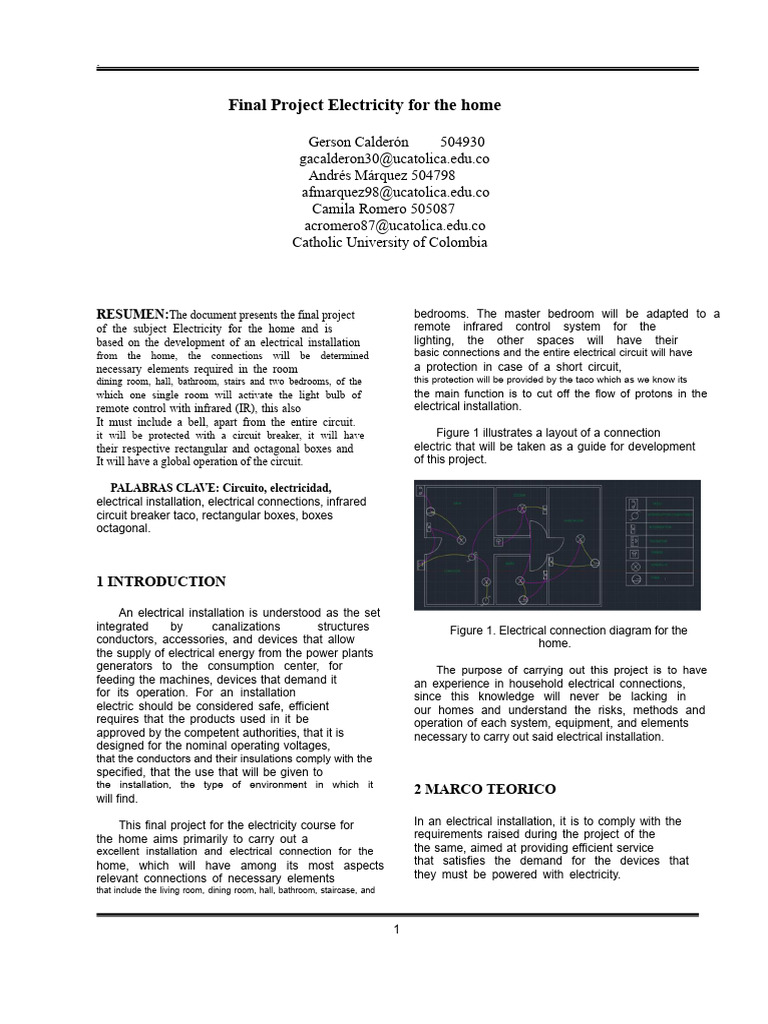 Home Electrical Installation Project | PDF | Electrical Connector ...