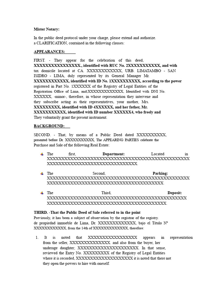 1. CLARIFICATION OF PUBLIC DEED - PURCHASE SALE OF PROPERTY | PDF ...