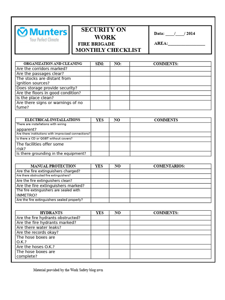 Fire Brigade Checklist | PDF | Safety | Fires