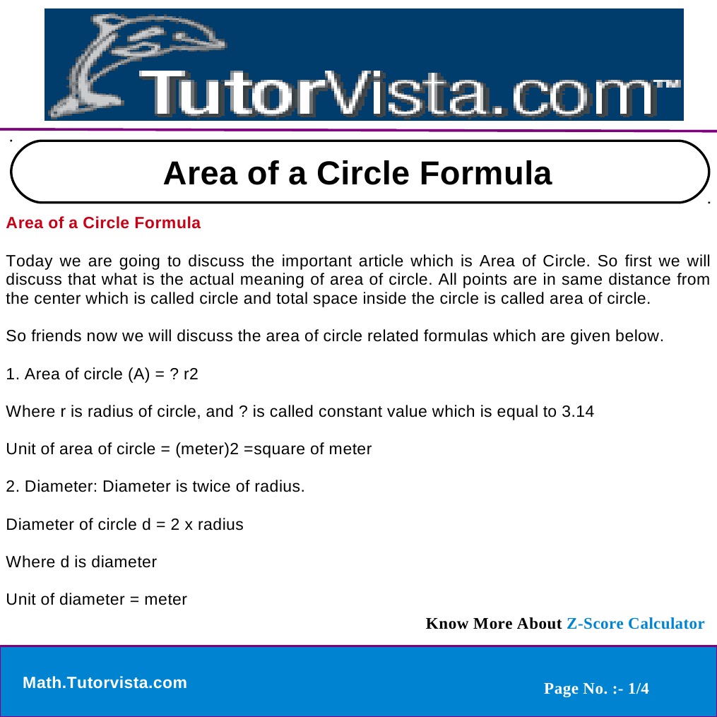 Circle Area Formulas for Students | PDF | Teaching Methods & Materials