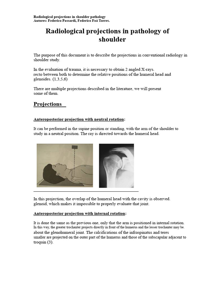 Shoulder Pathology Radiological Projections | PDF | Shoulder | Human ...