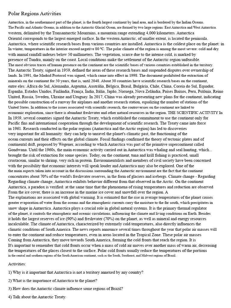 Importance of Antarctica and Its Treaty | PDF | Antarctica | Climate Change