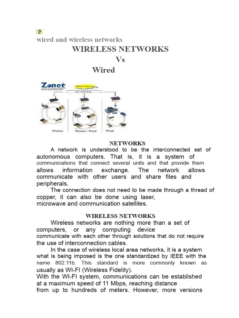 Wireless vs. Wired Networks Explained | PDF | Computer Network ...
