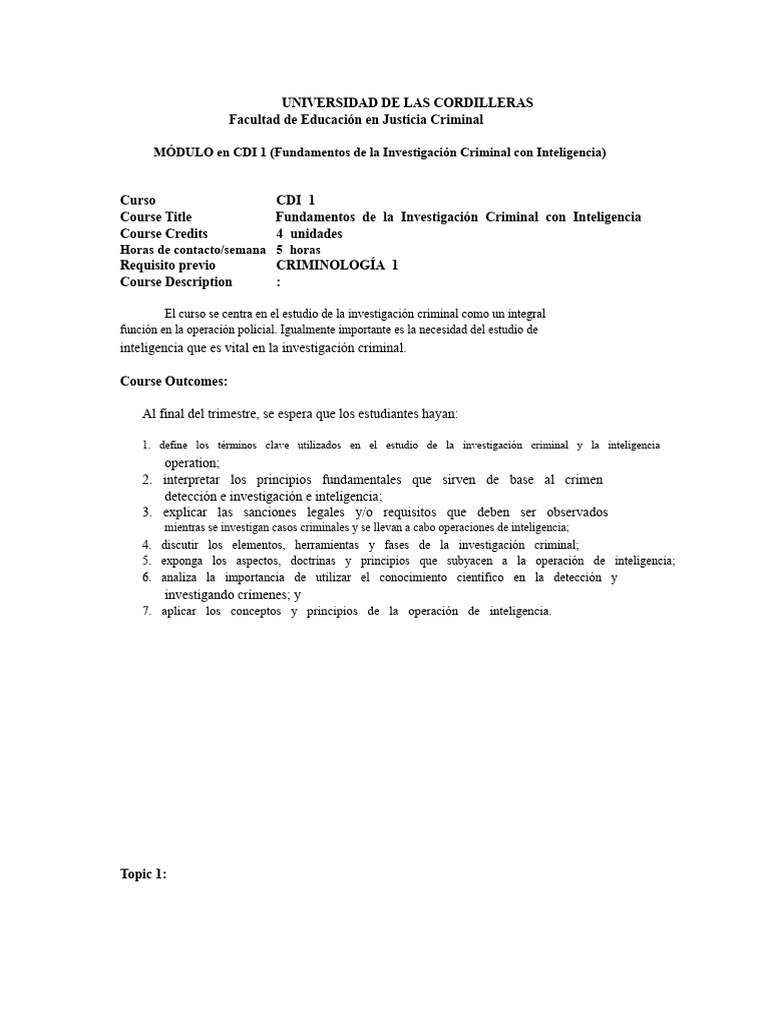 MÓDULO EN CDI 1docx PDF | PDF | Vigilancia | Crímenes