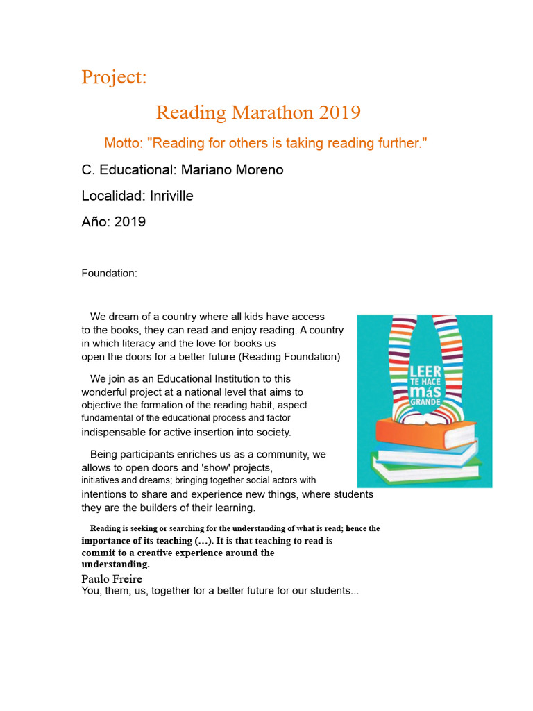 Reading Marathon 2019 - Project | PDF | Learning | Cognition