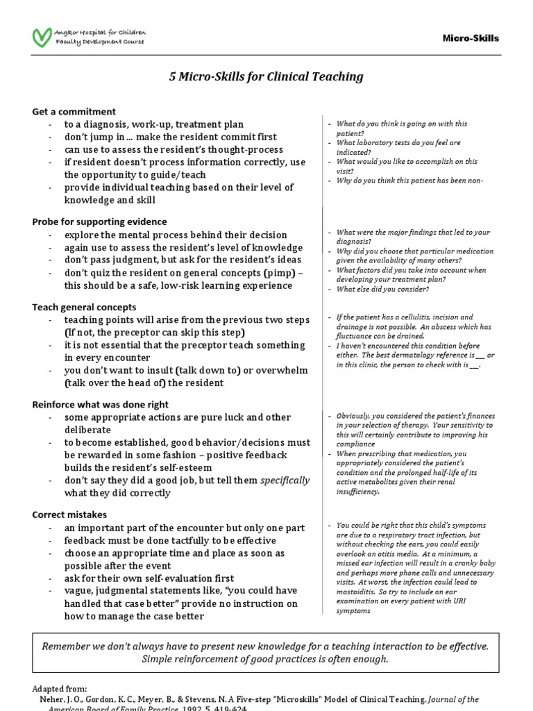 Microskills HO | PDF | Behavioural Sciences | Health Care