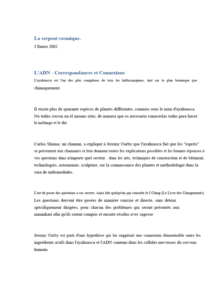 Ayahuasca et ADN : Connexions Mystiques | PDF | Chamanisme | Ayahuasca
