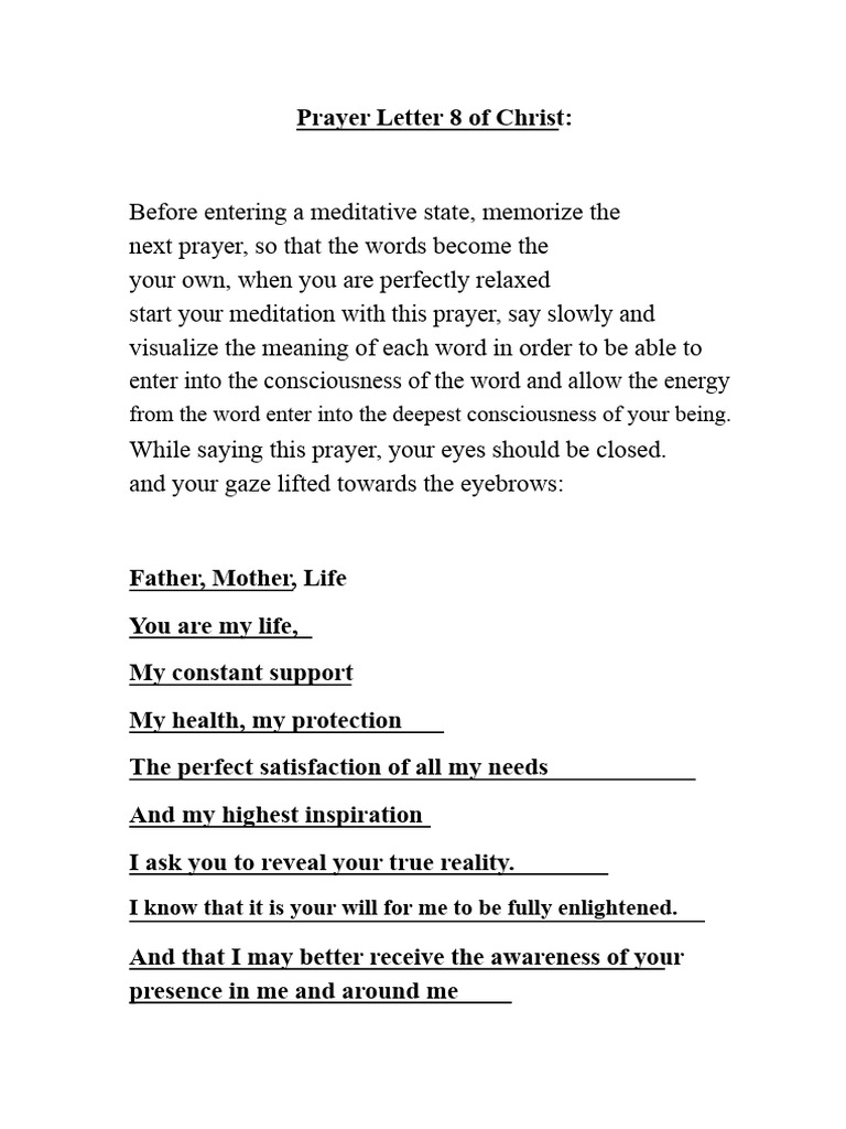 Prayer Letter 8 of Christ | PDF