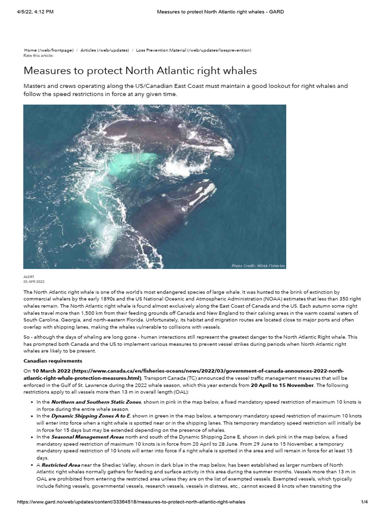 074 Measures to Protect North Atlantic Right Whales | PDF | Cetaceans