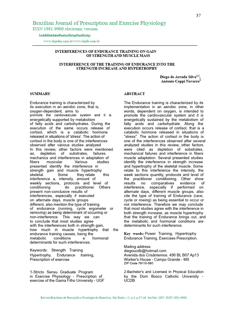 Endurance Training Effects on Strength Gain | PDF | Muscle Hypertrophy ...