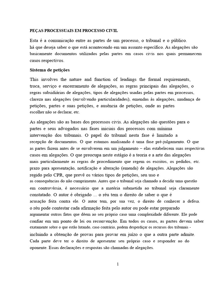 Peças Processuais no Processo Civil | PDF | Réu | Ação judicial