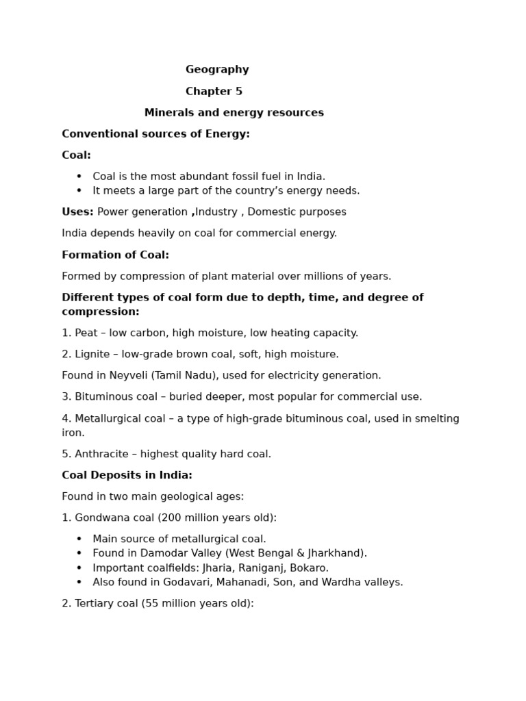 Grade 10 Geo Chap 5 Part 2 | PDF | Coal | Renewable Energy