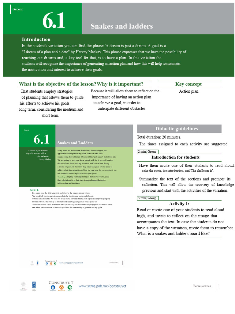 6.1 P Snakes and Ladders Generic | PDF | Goal | Cognition