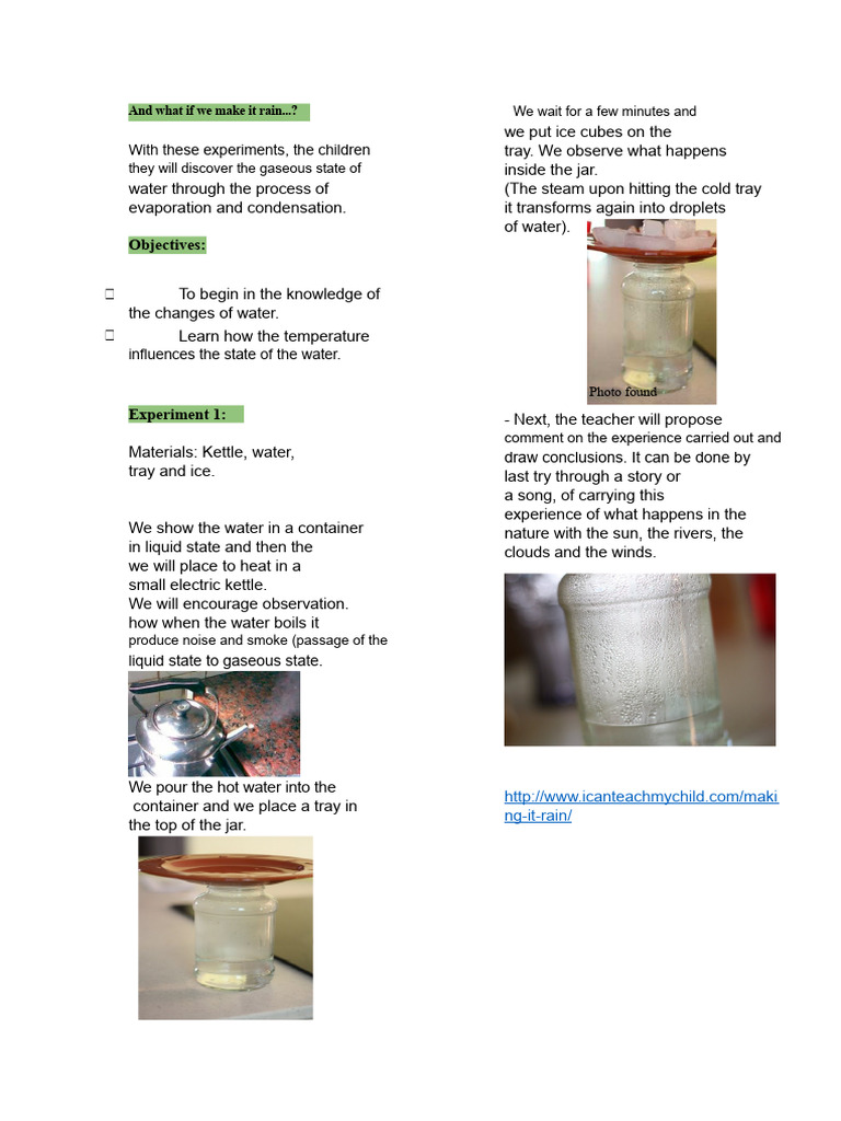 Water Cycle Experiments for Kids | PDF | Water | Liquids