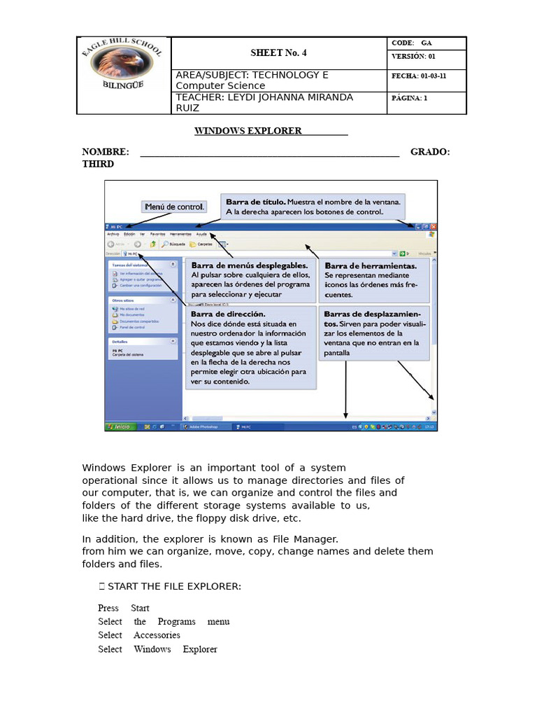 Windows Explorer Third Grade | PDF | Computer File | Window (Computing)
