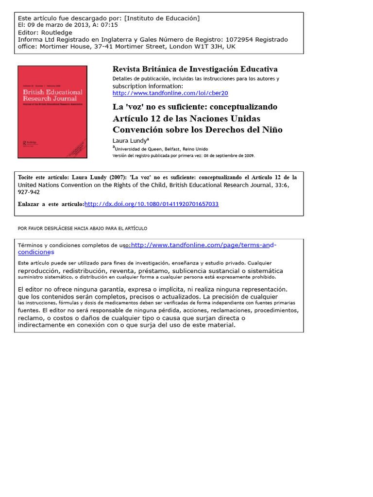 Conceptualizando el Artículo 12 CDN | PDF | Derechos de los niños ...