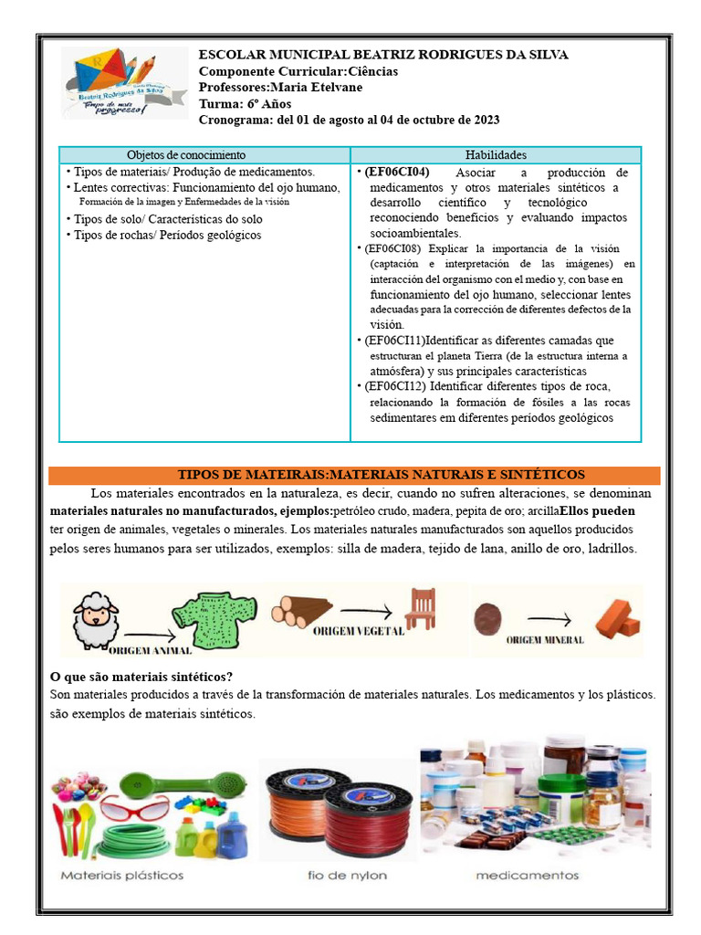 Ciencias 6º Años Adaptadas 3º Bimestre | PDF | Roca (geología) | Óptica