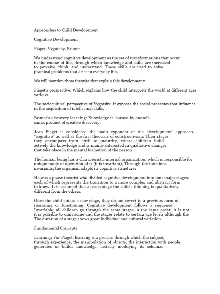 Child Development Approaches.docx | PDF | Cognitive Development ...