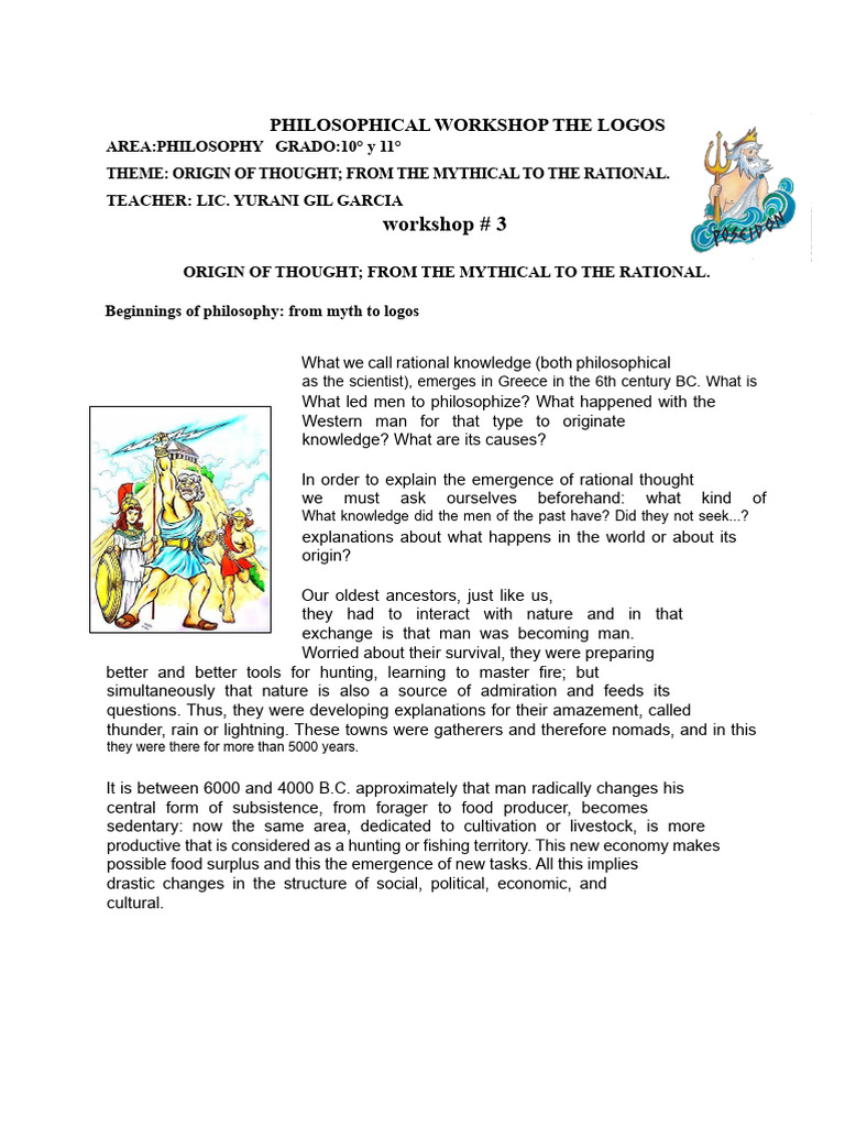 WORKSHOP No. 3 - AT HOME - ORIGIN OF THOUGHT FROM THE MYTHICAL TO THE ...