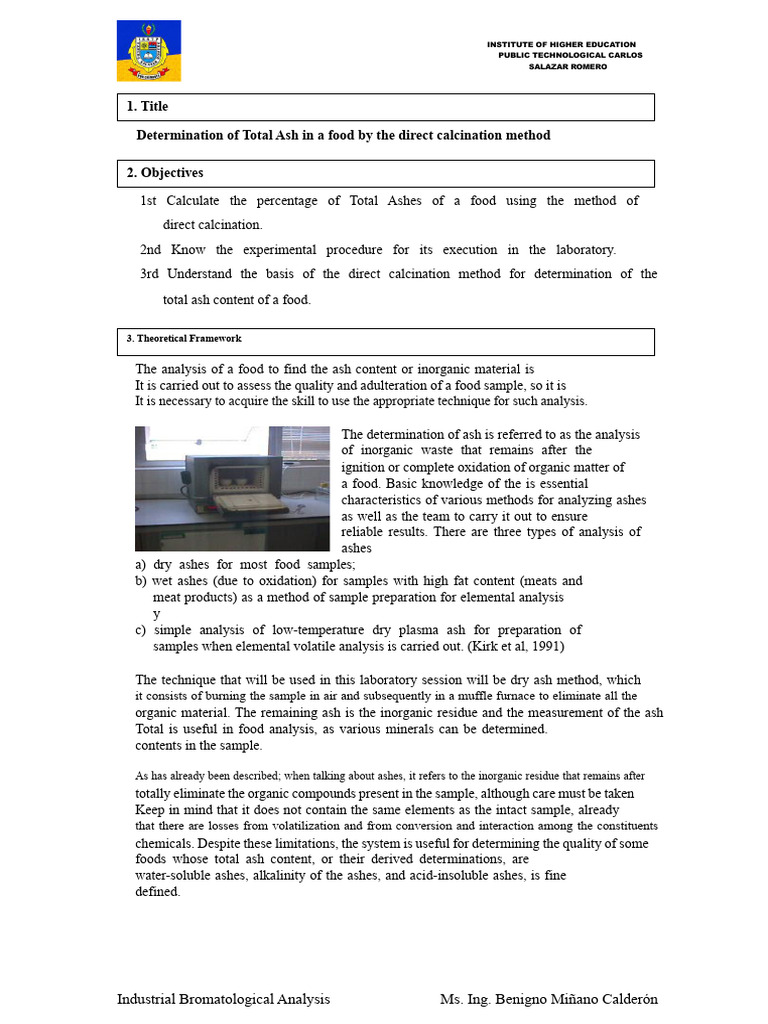 ABI-PL02 - Determination of Total Ashes | PDF | Physical Sciences ...