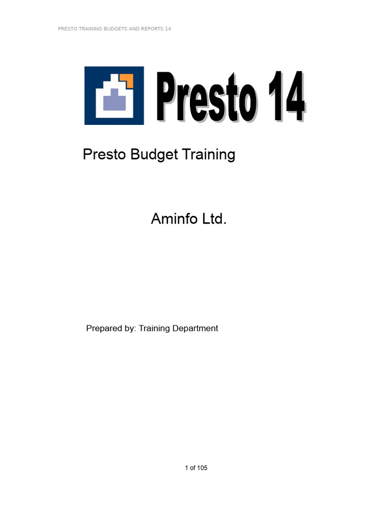 PRESTO COURSE 14 - 01 - Budgets 14 Def | PDF | Computer File ...